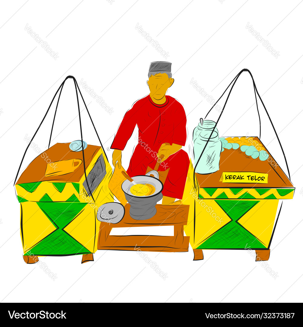 Simple hand draw sketch kerak telur or telor Vector Image