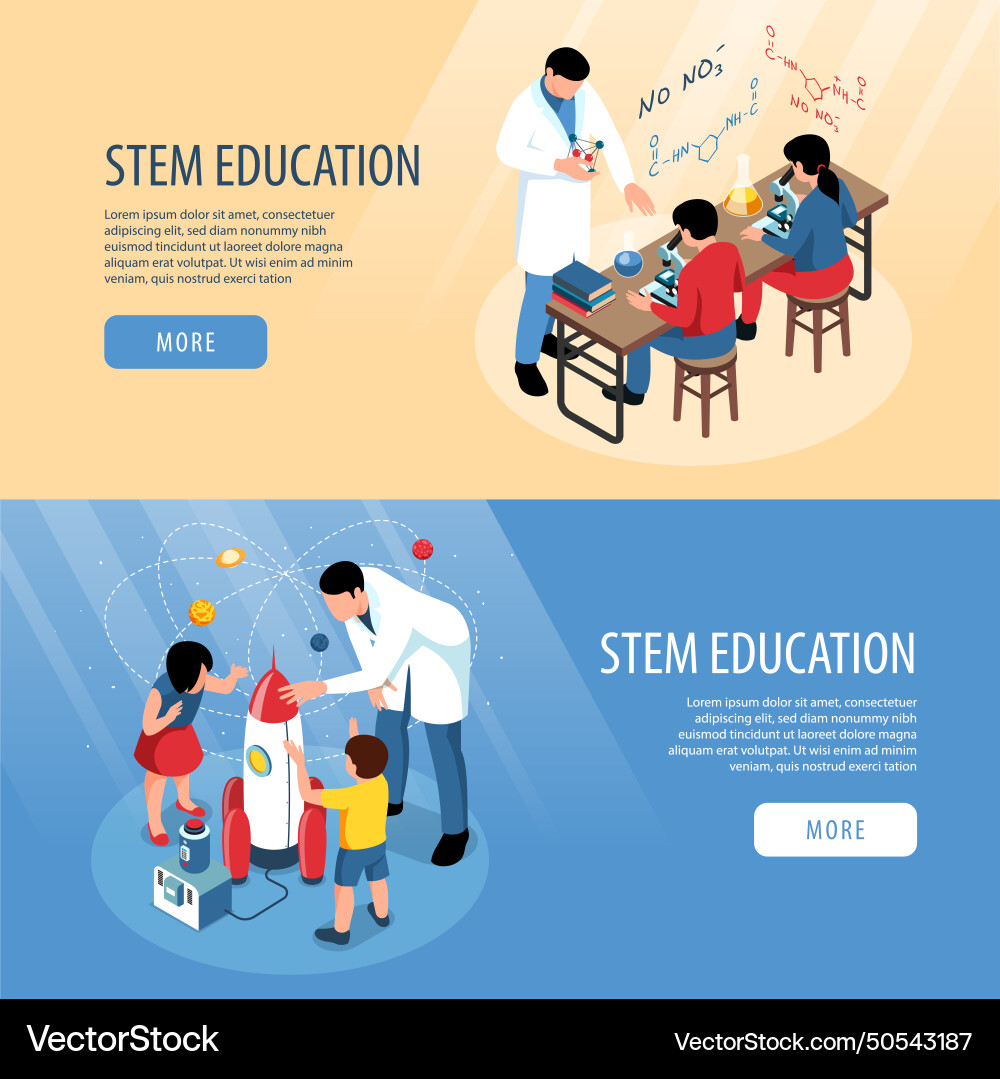 Stem horizontal banners set Royalty Free Vector Image