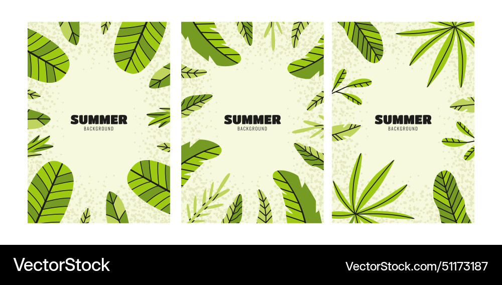 Tropical leaves poster set Royalty Free Vector Image