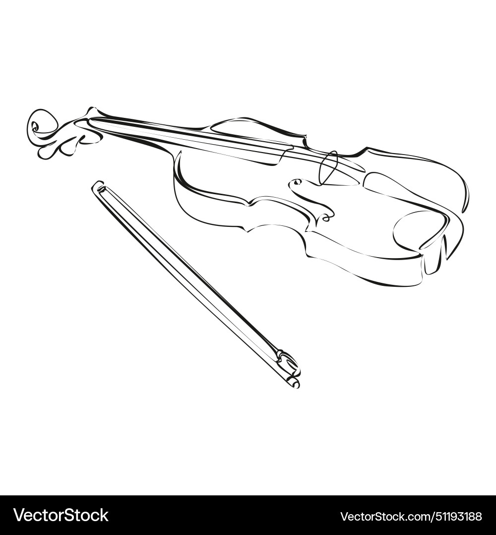 A single line drawing of violin continuous Vector Image