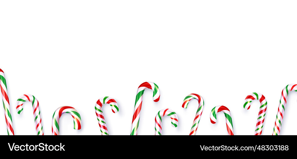 Christmas white red green candy canes frame Vector Image