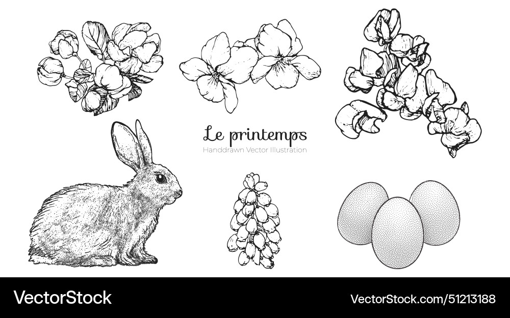 Graphical spring set isolated on white background Vector Image