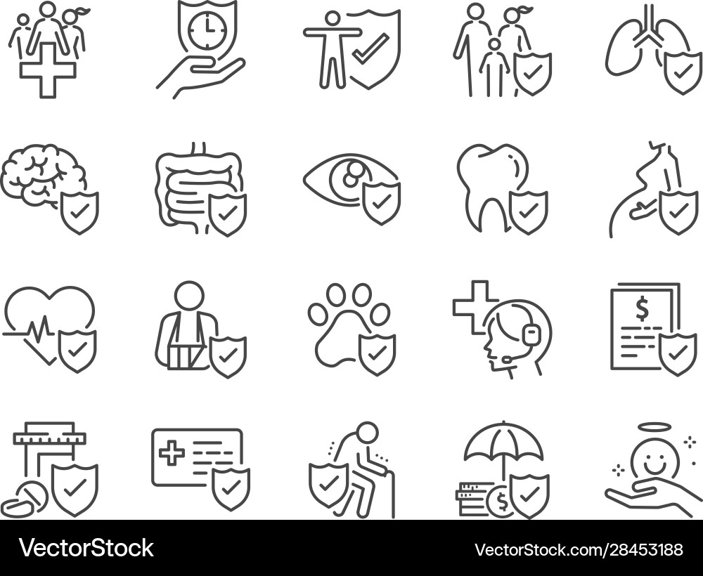 Health insurance icon set Royalty Free Vector Image