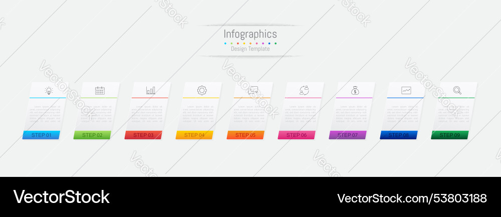 Infographic 9 options design elements Royalty Free Vector