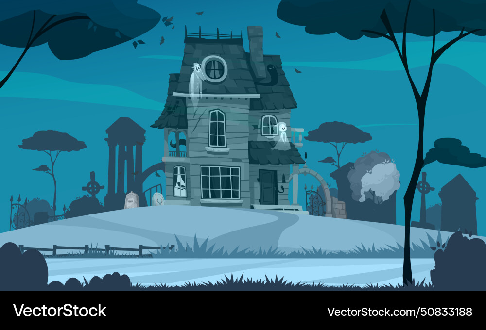 Scary house cartoon Royalty Free Vector Image - VectorStock