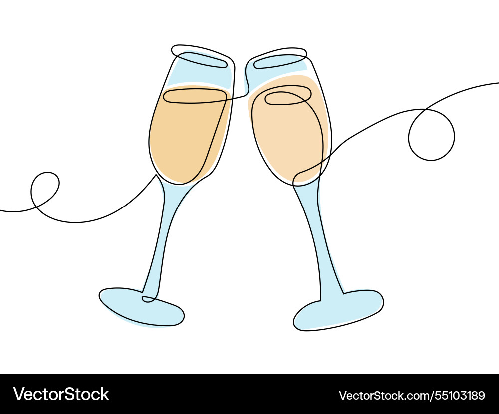 Champagne Cheers Line Art Royalty Free Vector Image