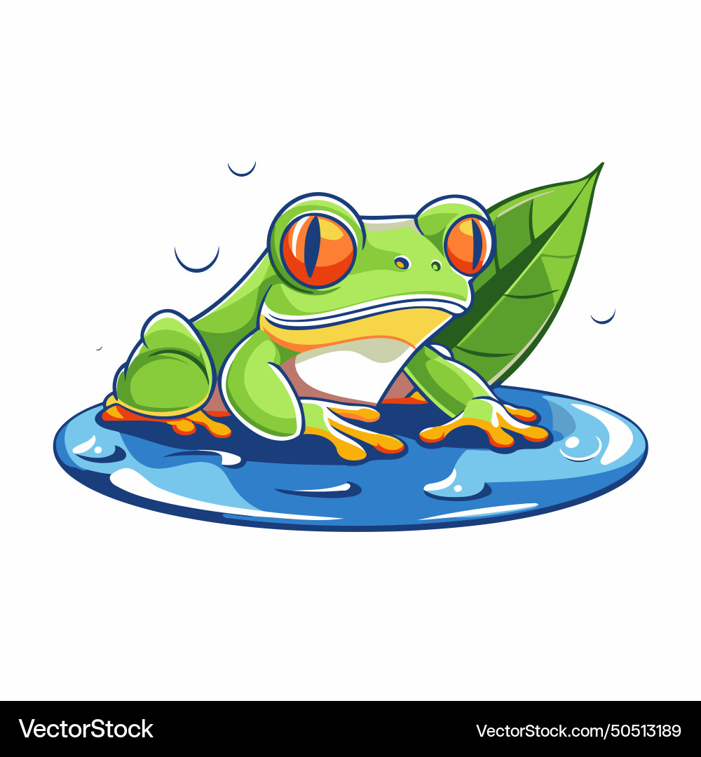 Frog on the water isolated white background Vector Image