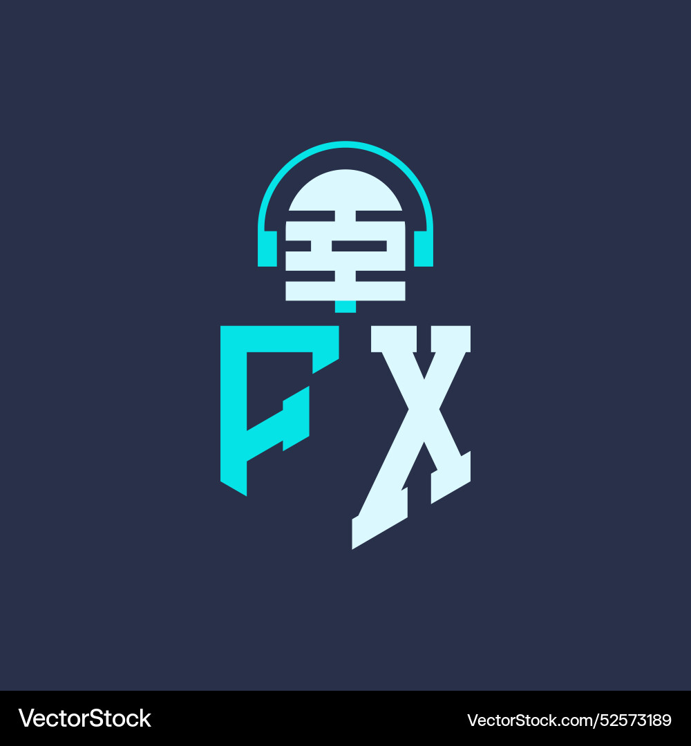 Fx microphone logo design for audio music Vector Image