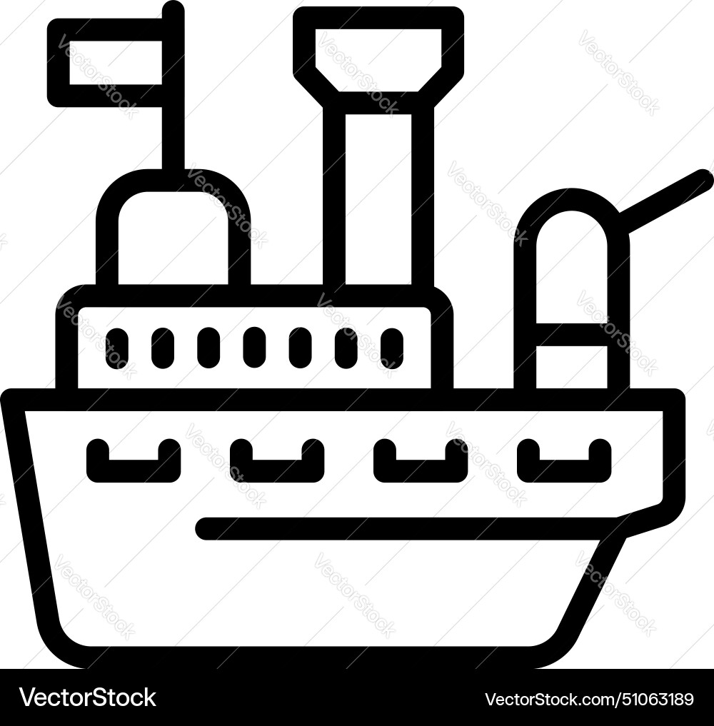 Large battleship icon outline frigate Royalty Free Vector