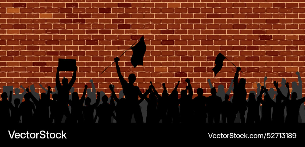 Protest crowd brick wall Royalty Free Vector Image