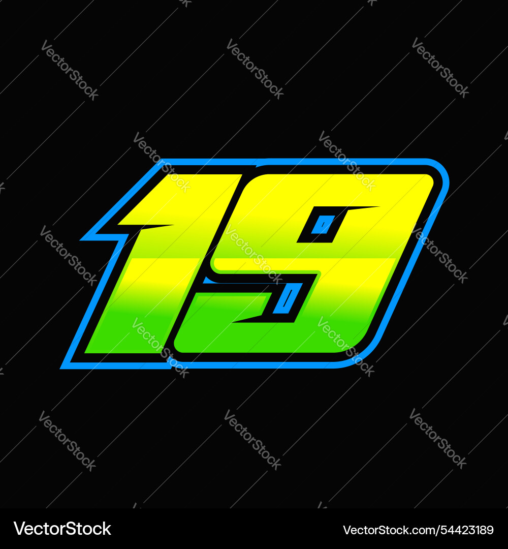 Race number 19 logo template Royalty Free Vector Image