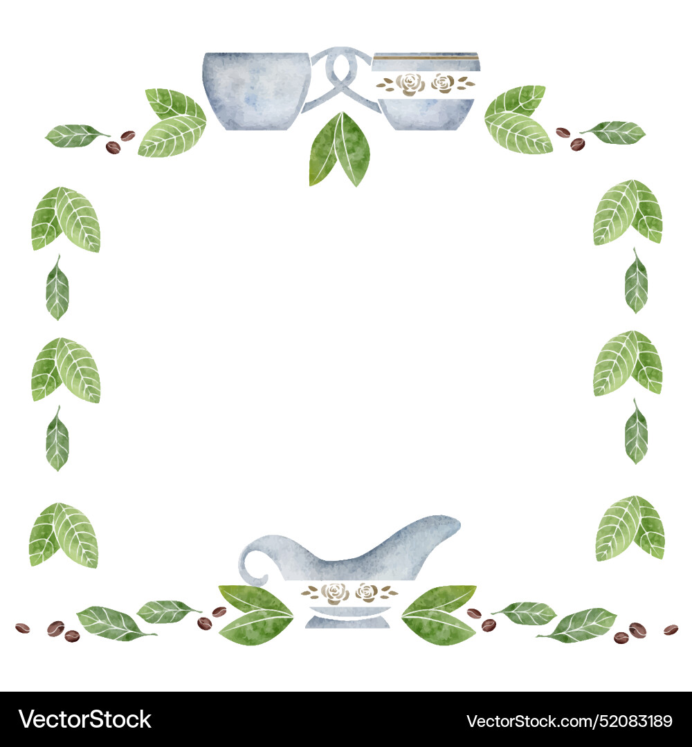 Watercolor hand drawn border frame porcelain Vector Image