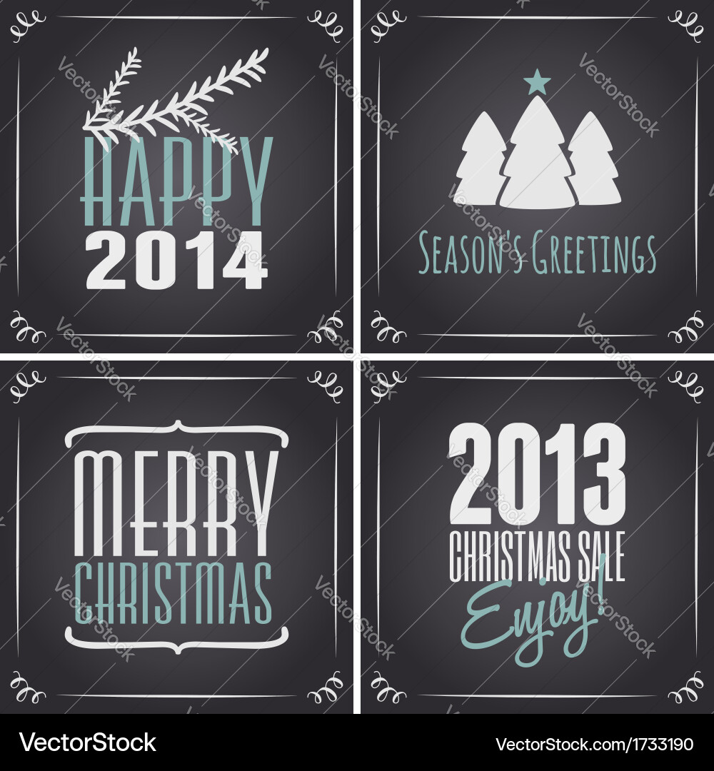 Chalkboard Christmas Greeting Cards Royalty Free Vector