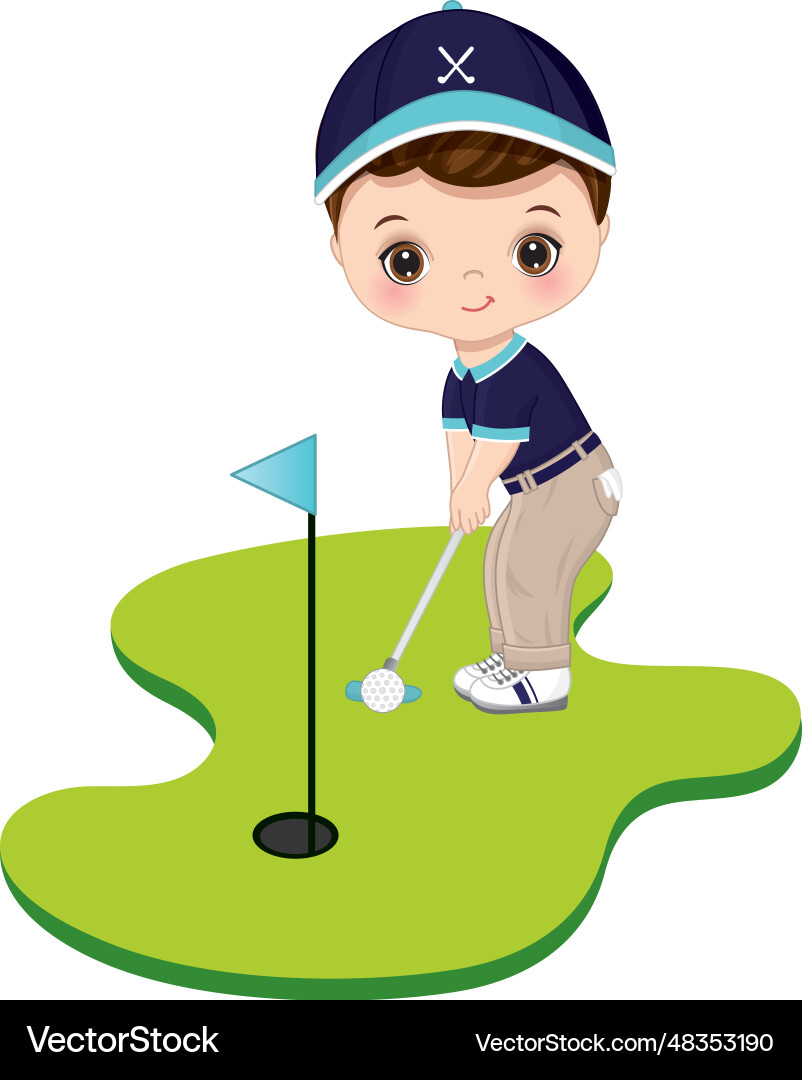 Cute little boy playing golf Royalty Free Vector Image