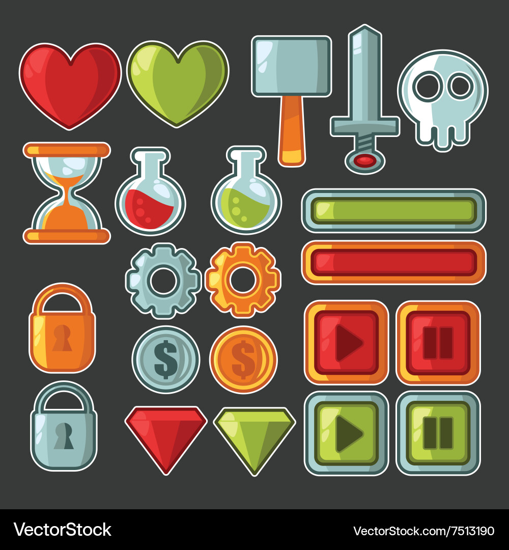 Game design objects Royalty Free Vector Image - VectorStock