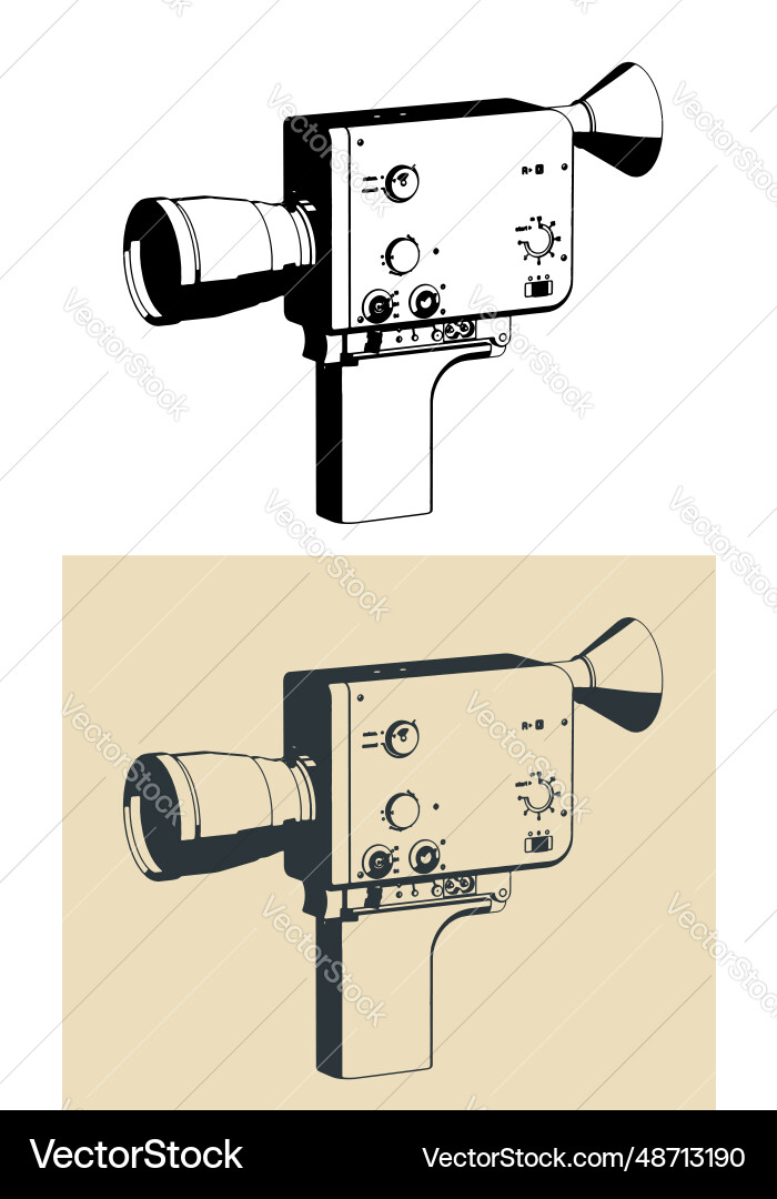 Handheld Vintage Filmkamera Lizenzfreies Vektorbild