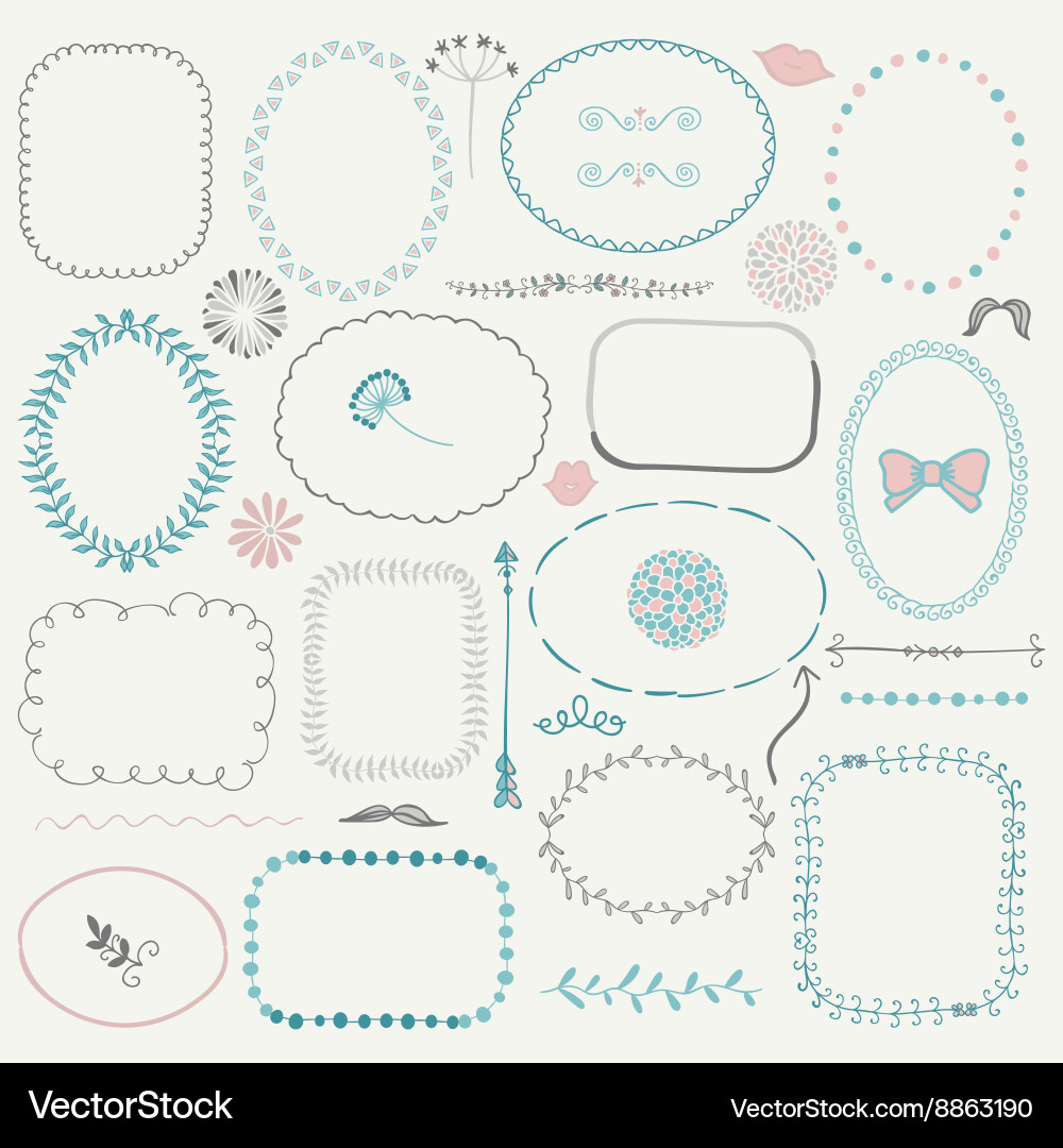 Hand sketched rustic frames borders Royalty Free Vector