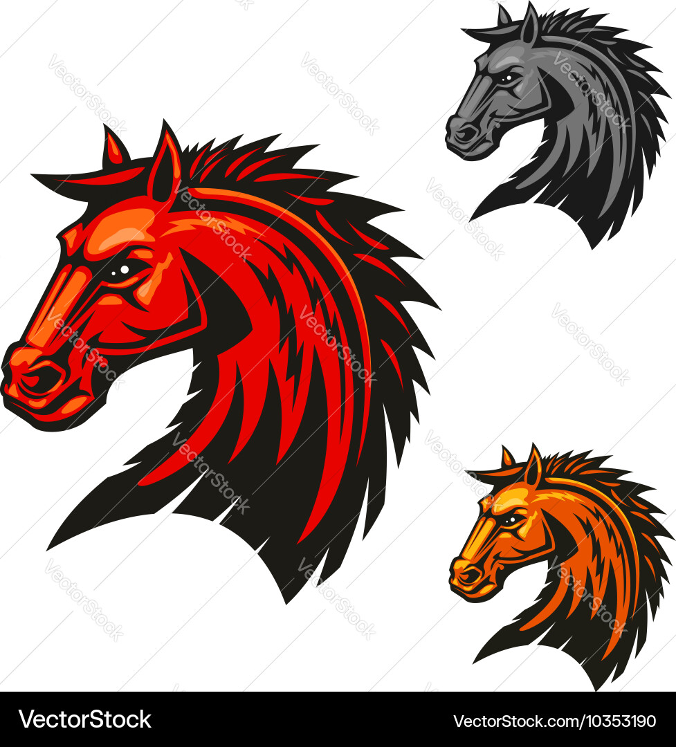 Horse stallion head emblem icons Royalty Free Vector Image