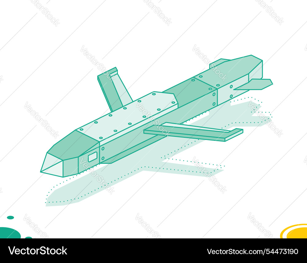 Isometric military cruise missile outline object Vector Image