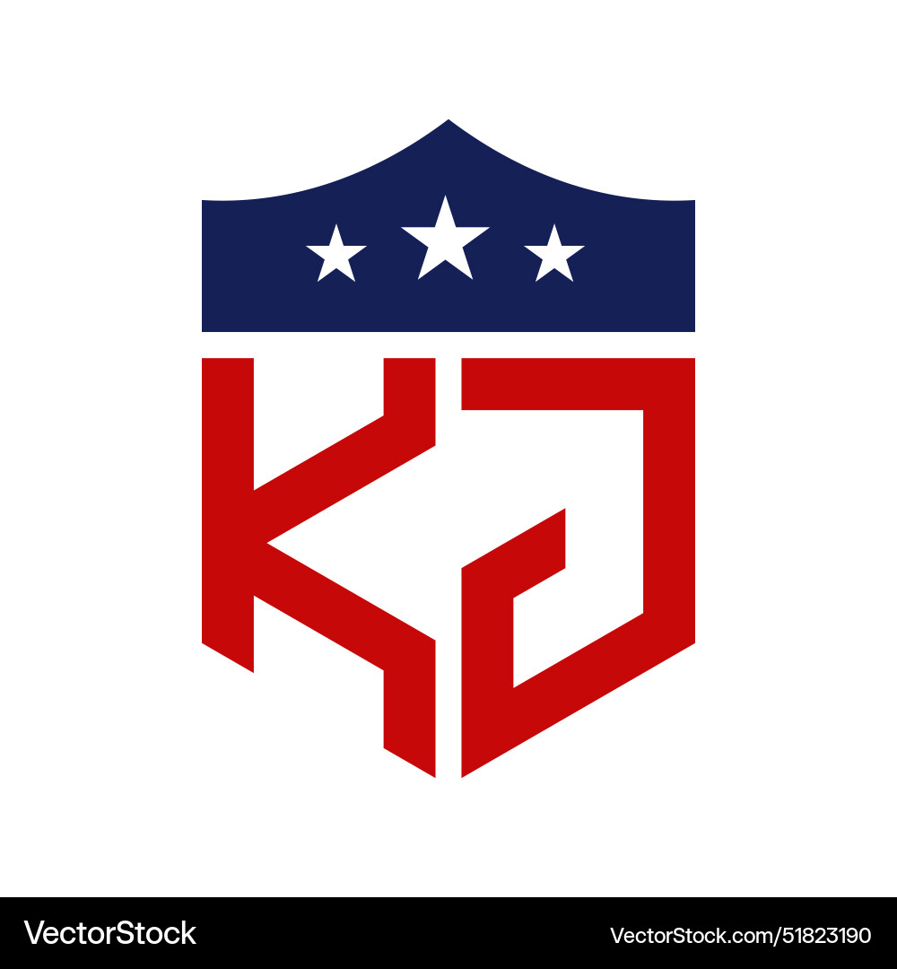 Patriotic kj logo design letter Royalty Free Vector Image