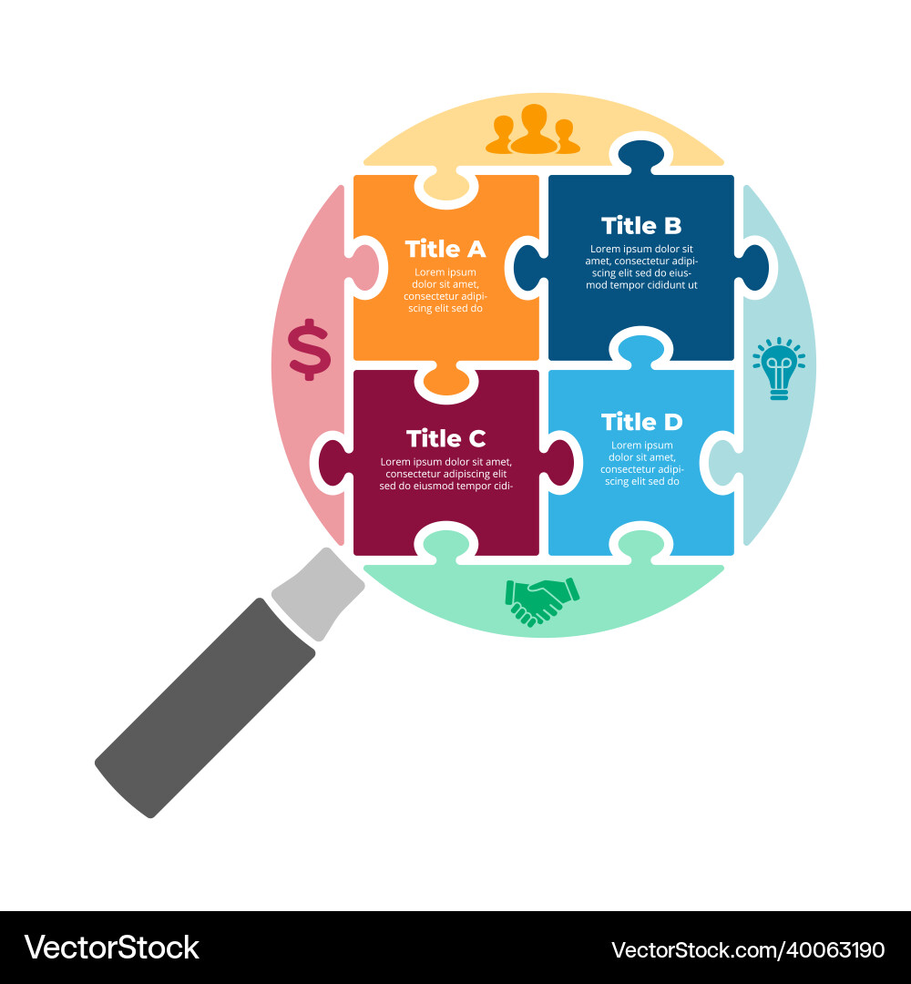 Puzzle magnifier sign scientific research Vector Image
