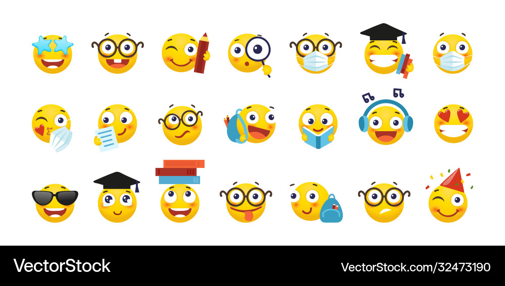 Set emoji for school and education Royalty Free Vector Image