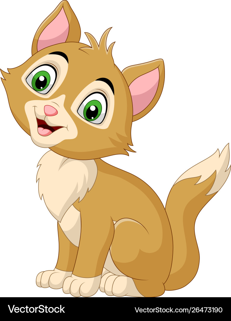 Smiling cat cartoon isolated on white background Vector Image