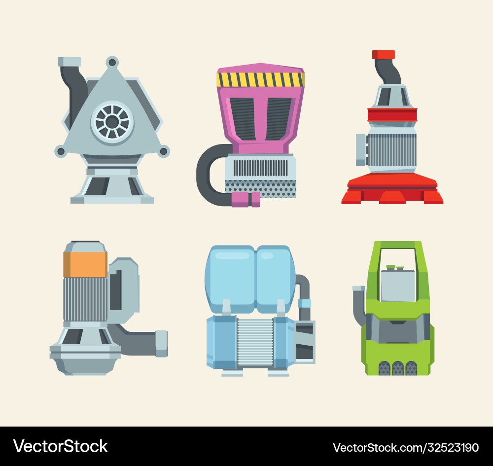 Water pumps set industrial equipment for pumping Vector Image