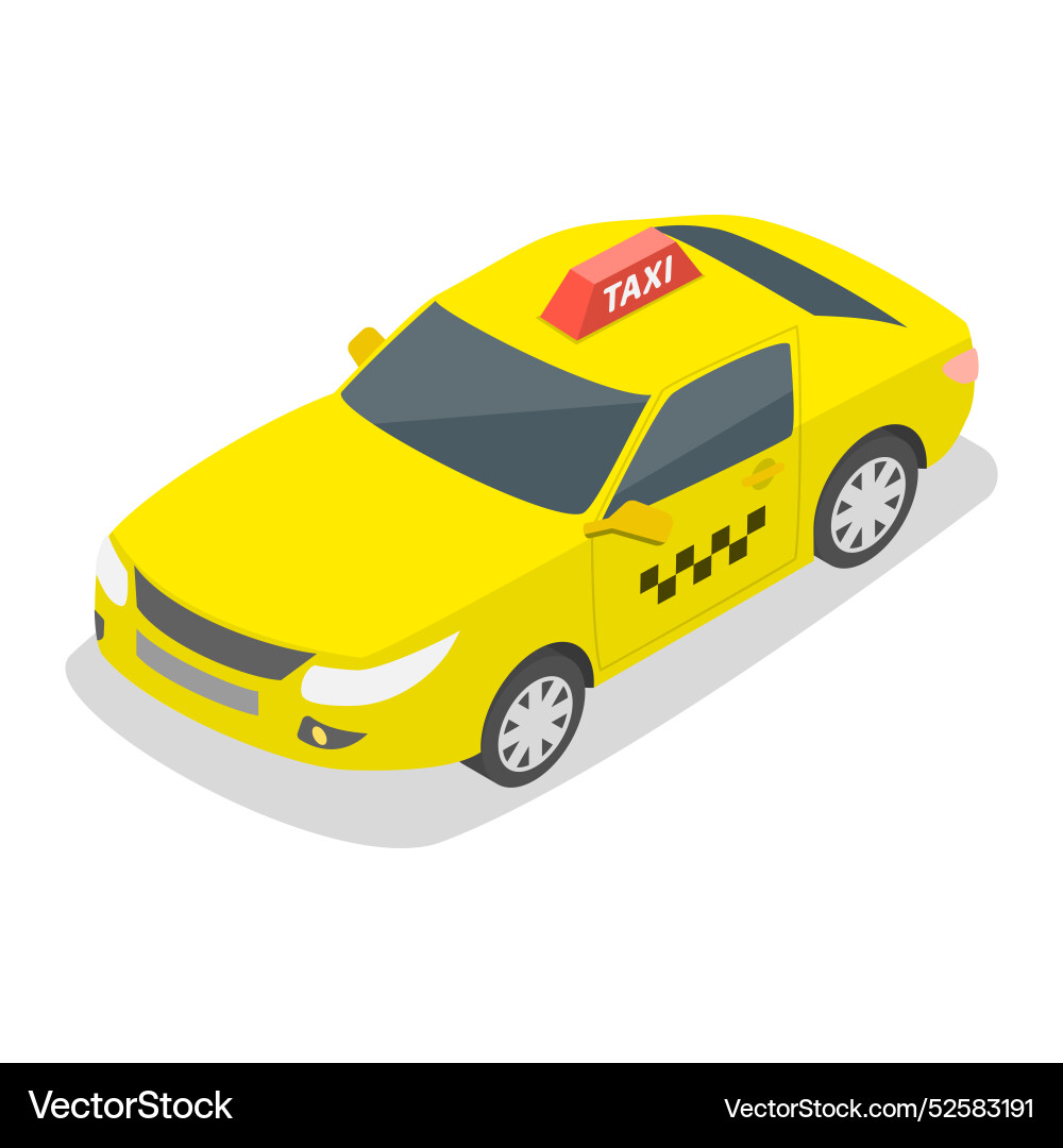 3d isometric flat of taxi Royalty Free Vector Image