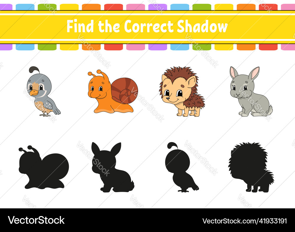 Animal Shadow Matching Game Royalty Free Vector Image