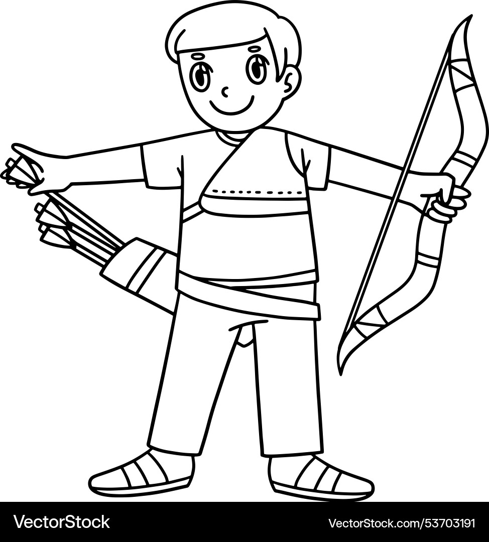 Archery archer taking arrow from quiver isolated Vector Image