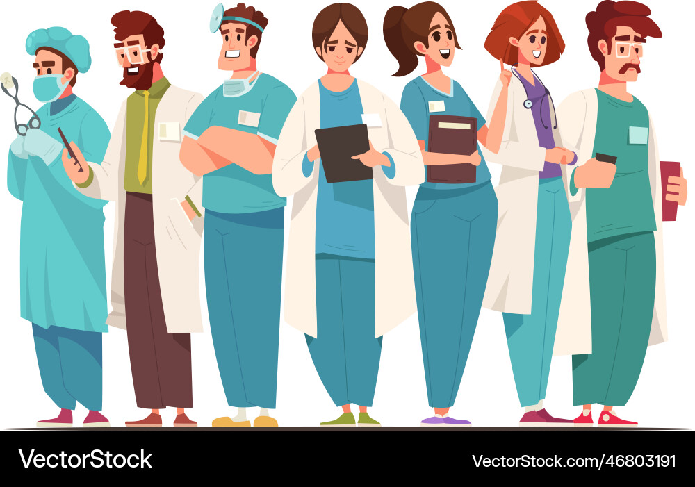 Doctor team cartoon Royalty Free Vector Image - VectorStock