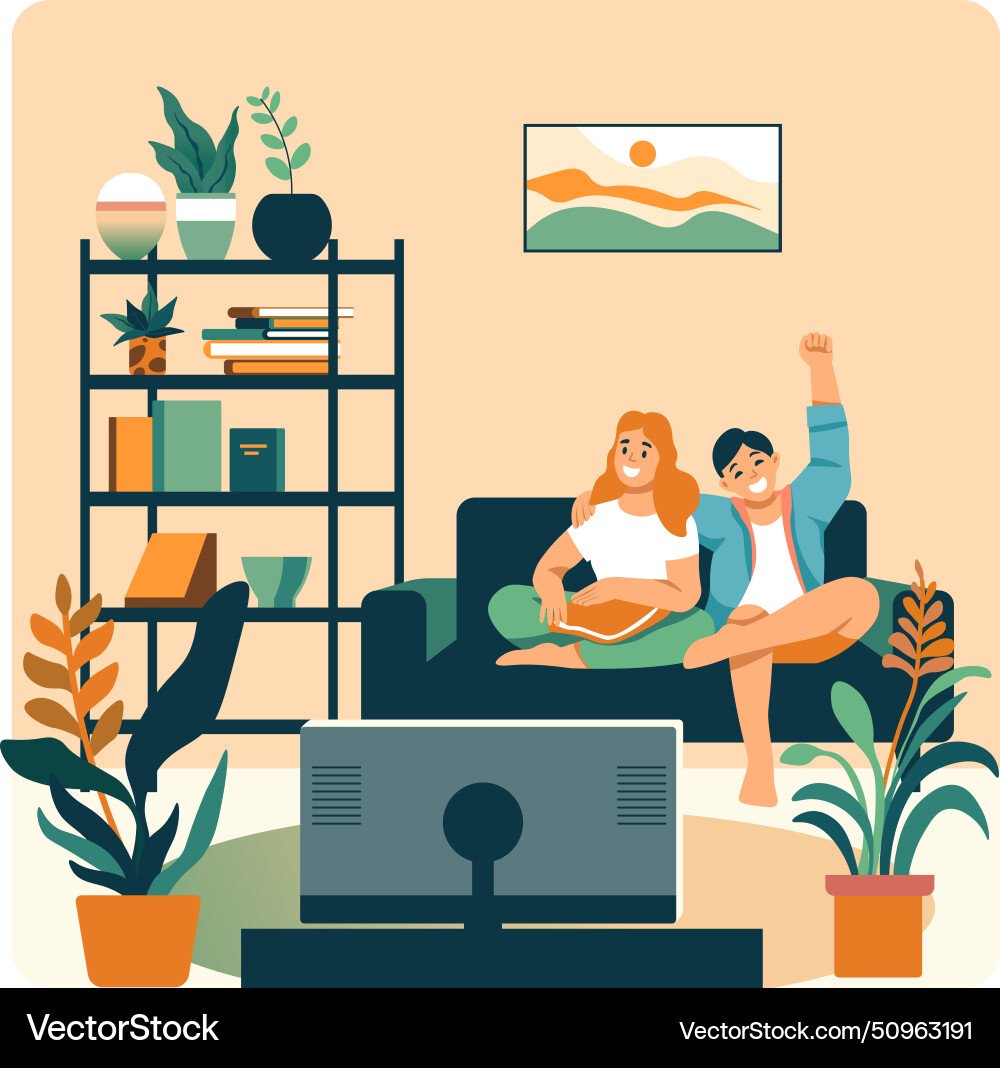Family Movie Night Royalty Free Vector Image - VectorStock