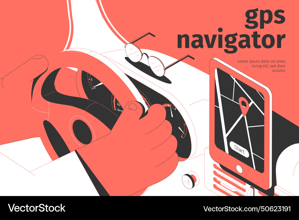 Gps navigator isometric background Royalty Free Vector Image