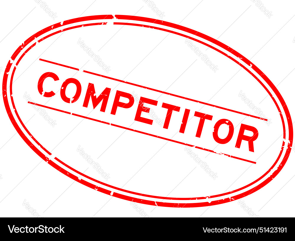 Grunge red competitor word oval rubber seal stamp Vector Image