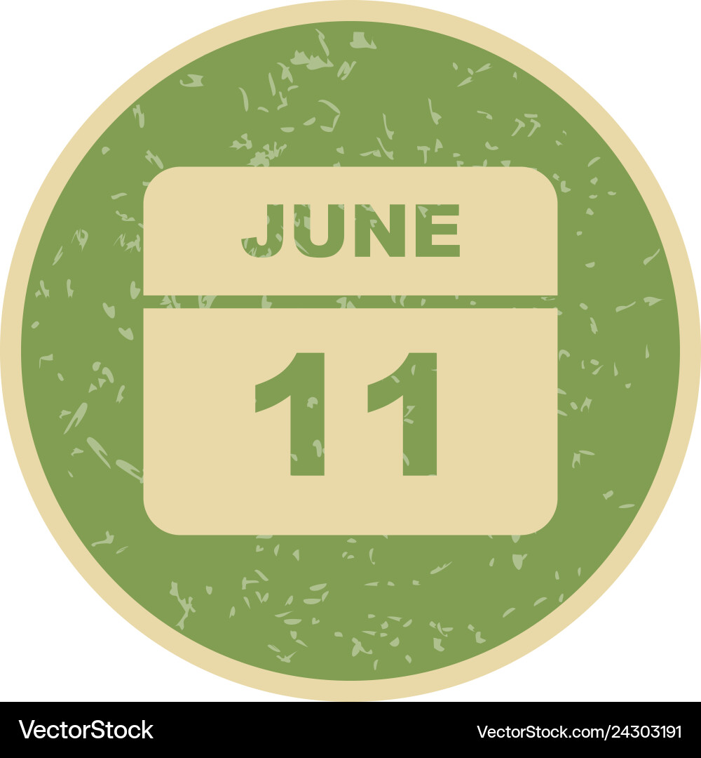 June 11th date on a single day calendar Royalty Free Vector