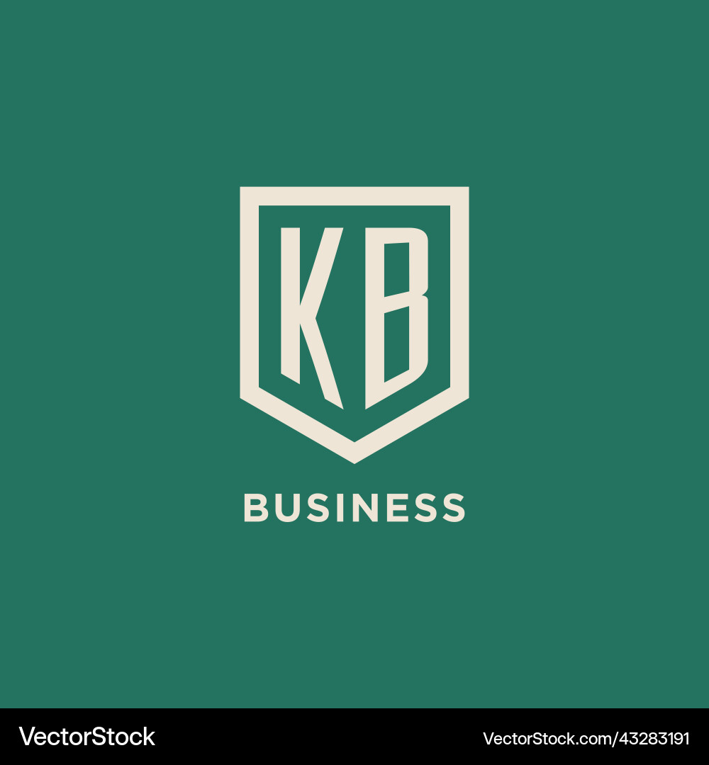Kb initial logo monogram shield geometric shape Vector Image