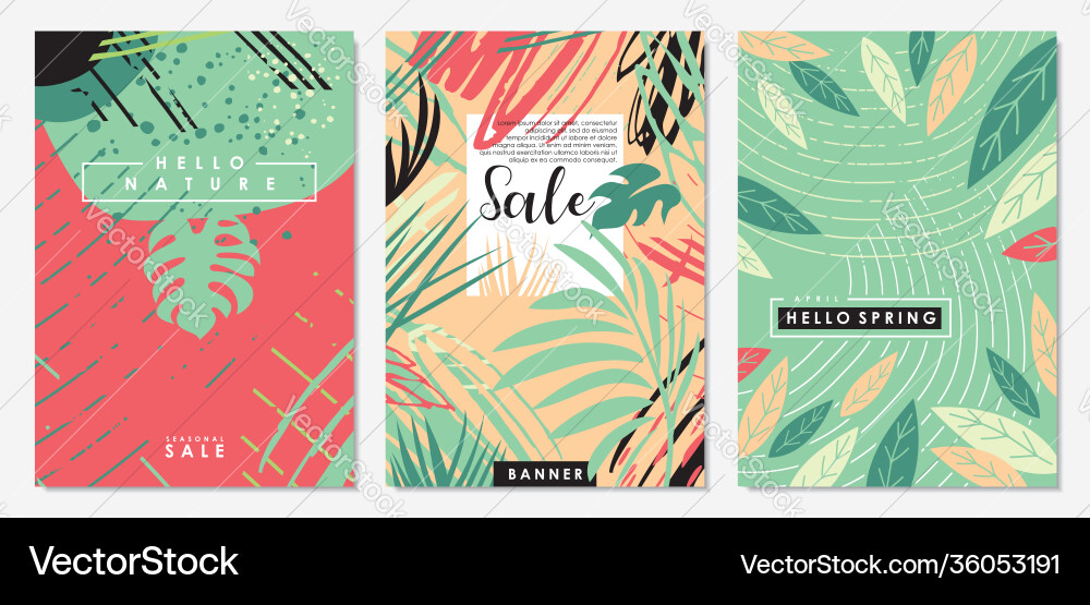 Nature floral set banners Royalty Free Vector Image