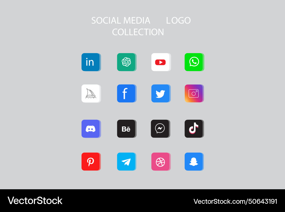 Popular social logo icon pack Royalty Free Vector Image