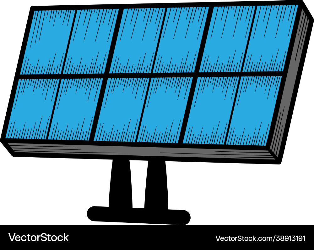 Solar panel hand drawn clipart icon Royalty Free Vector
