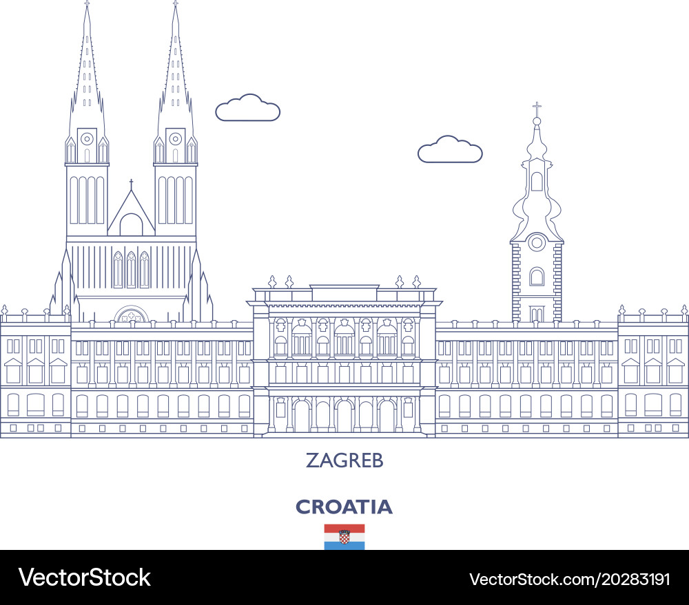 Zagreb city skyline Royalty Free Vector Image - VectorStock
