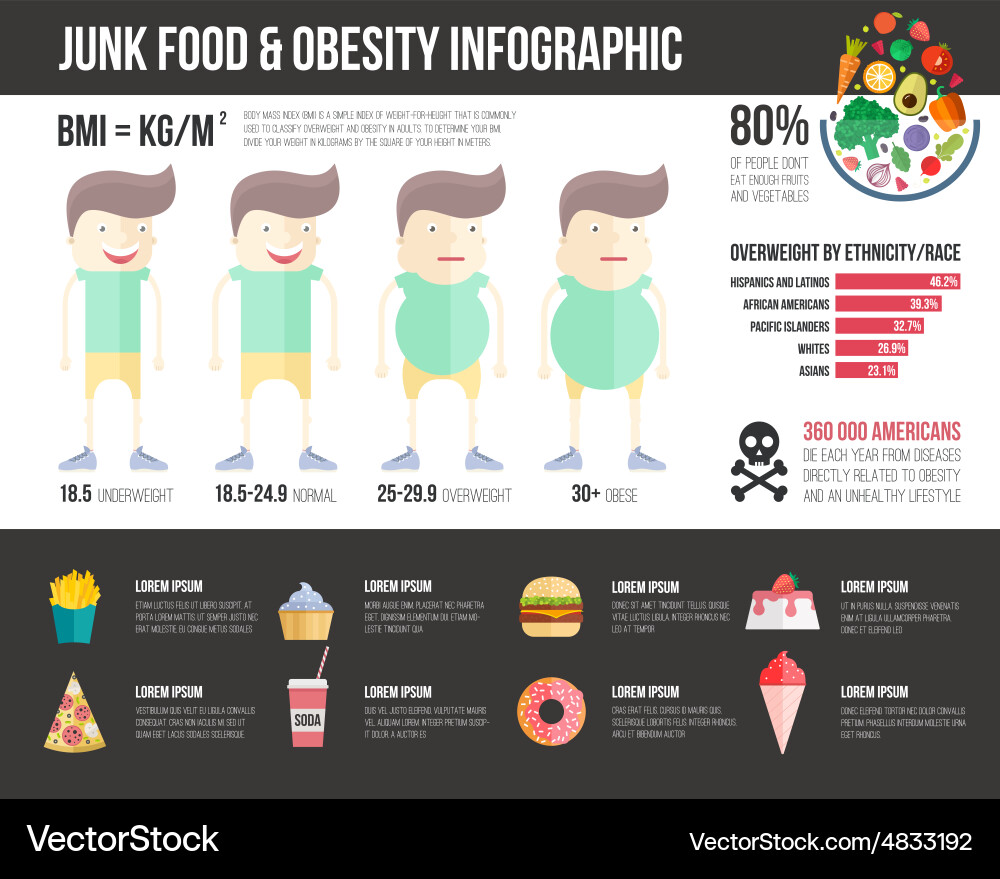Adipositas infographic Lizenzfreies Vektorbild