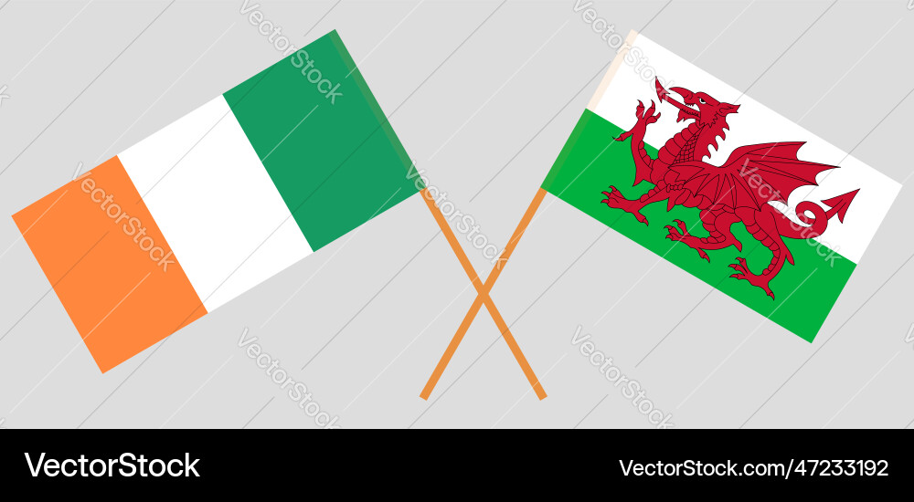 Crossed Ireland and Wales Flags Royalty Free Vector Image
