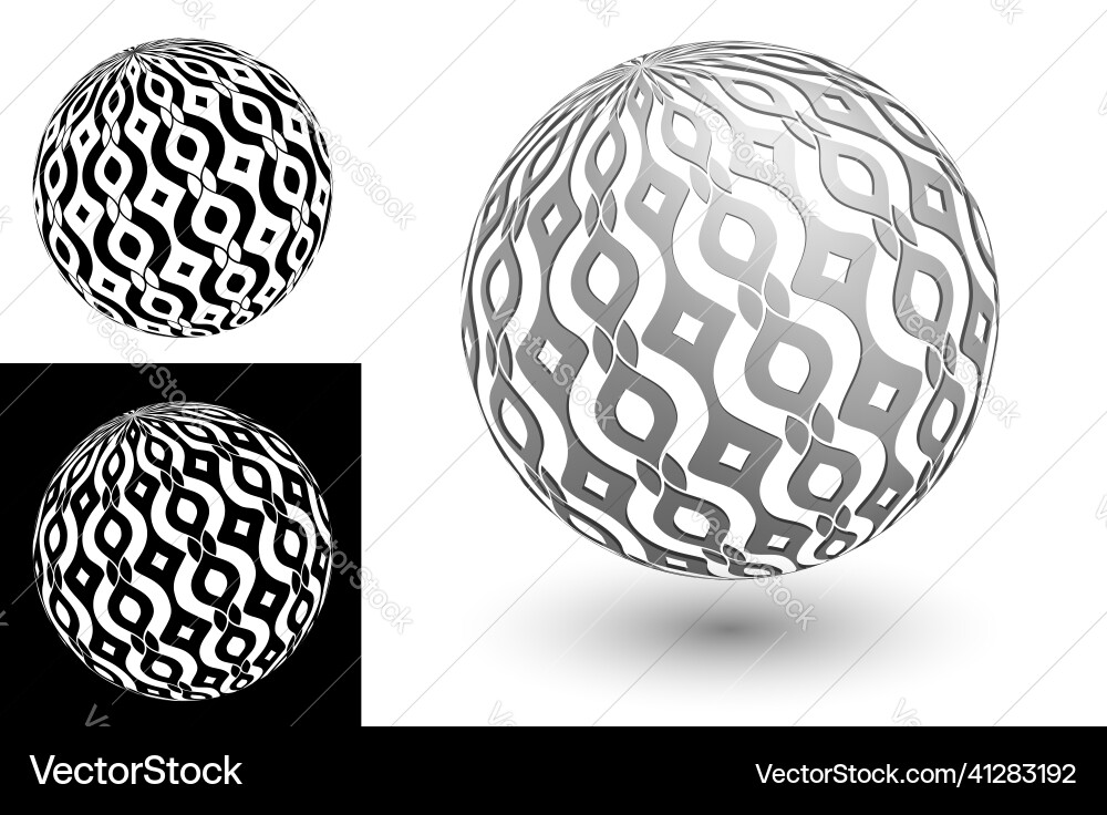 Decorative sphere with lines and rhombus ornament Vector Image
