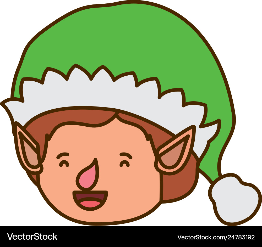 Elf head with hat avatar character Royalty Free Vector Image