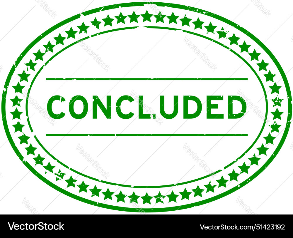 Grunge green concluded word oval rubber seal Vector Image