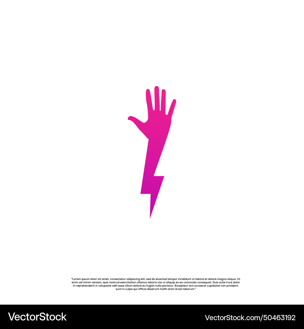 Hand with bolt logo design on isolated background Vector Image