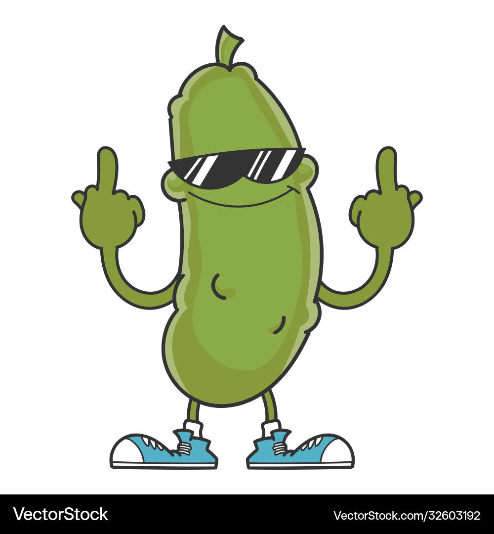 Smiling pickle cartoon with sunglasses Royalty Free Vector