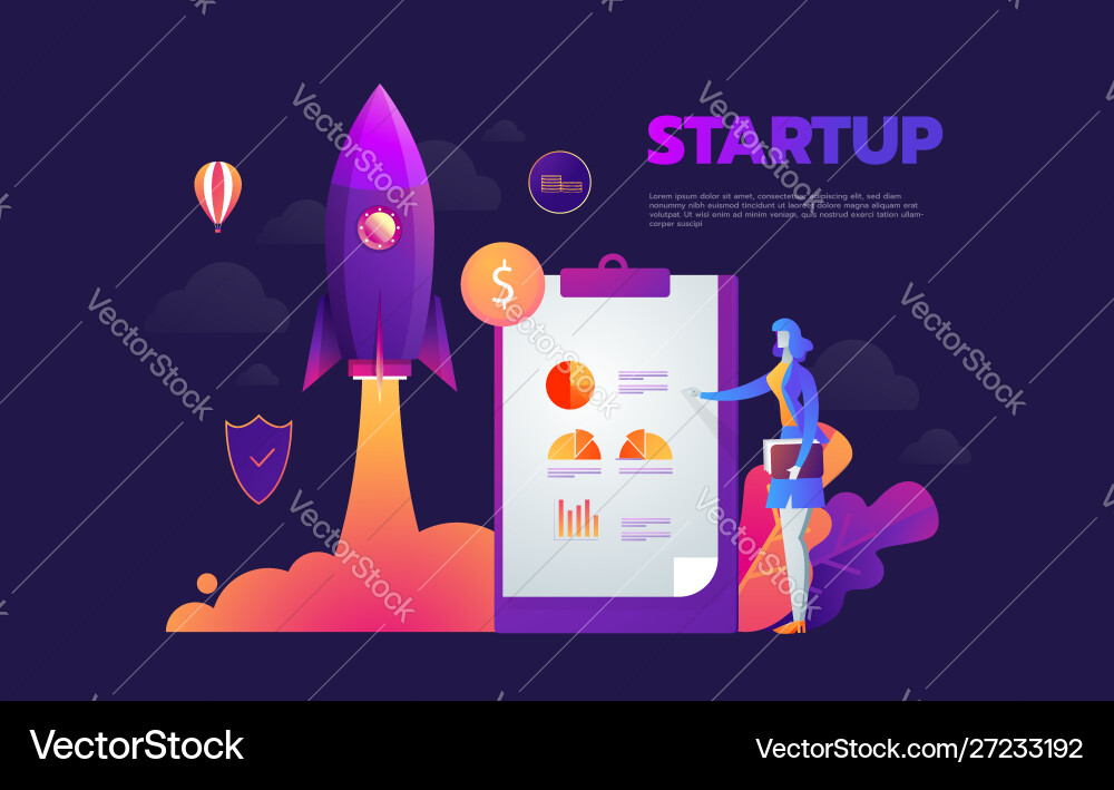 Startup launching process isometric infographic Vector Image