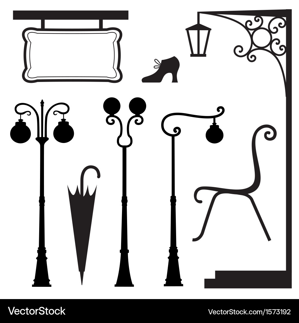 Vintage Streetscape Elements Royalty Free Vector Image